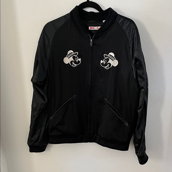 Uniqlo | Jackets & Coats | Uniqlo X Disney Black Bomber Jacket With ...